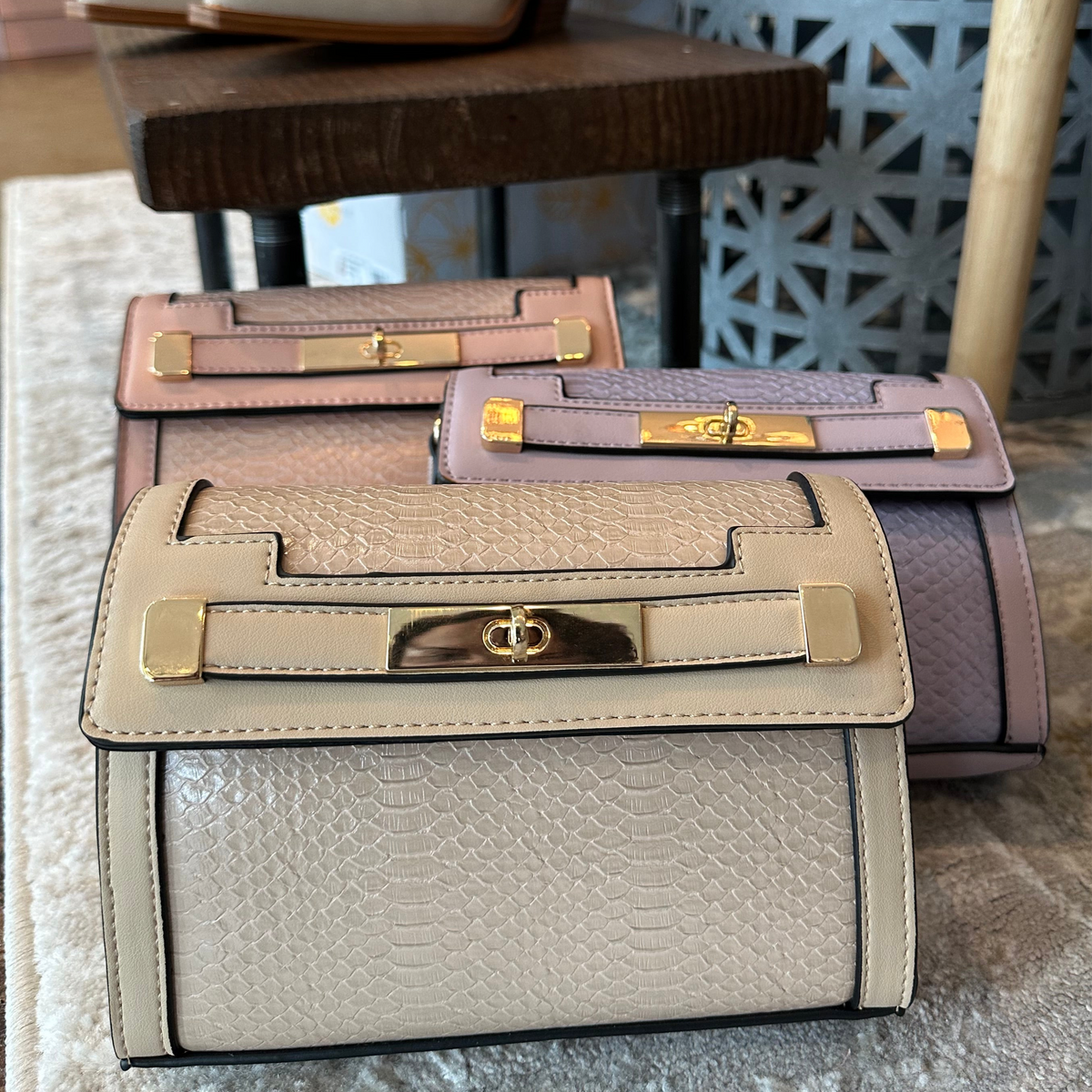 Snap‑Flap Snake Embossed Crossbody – Mainstream Boutique The Woodlands